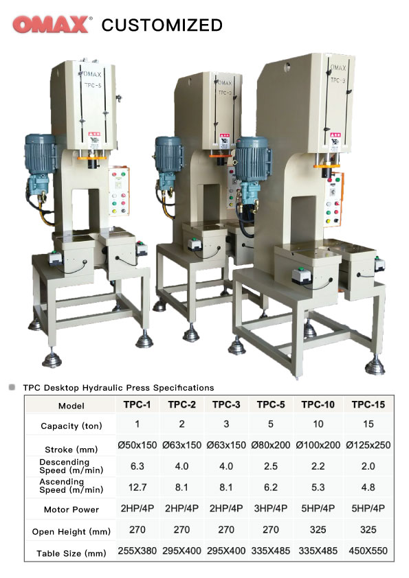 Customized C-Frame Hydraulic Press TPC Series Supplier - OMAX ...